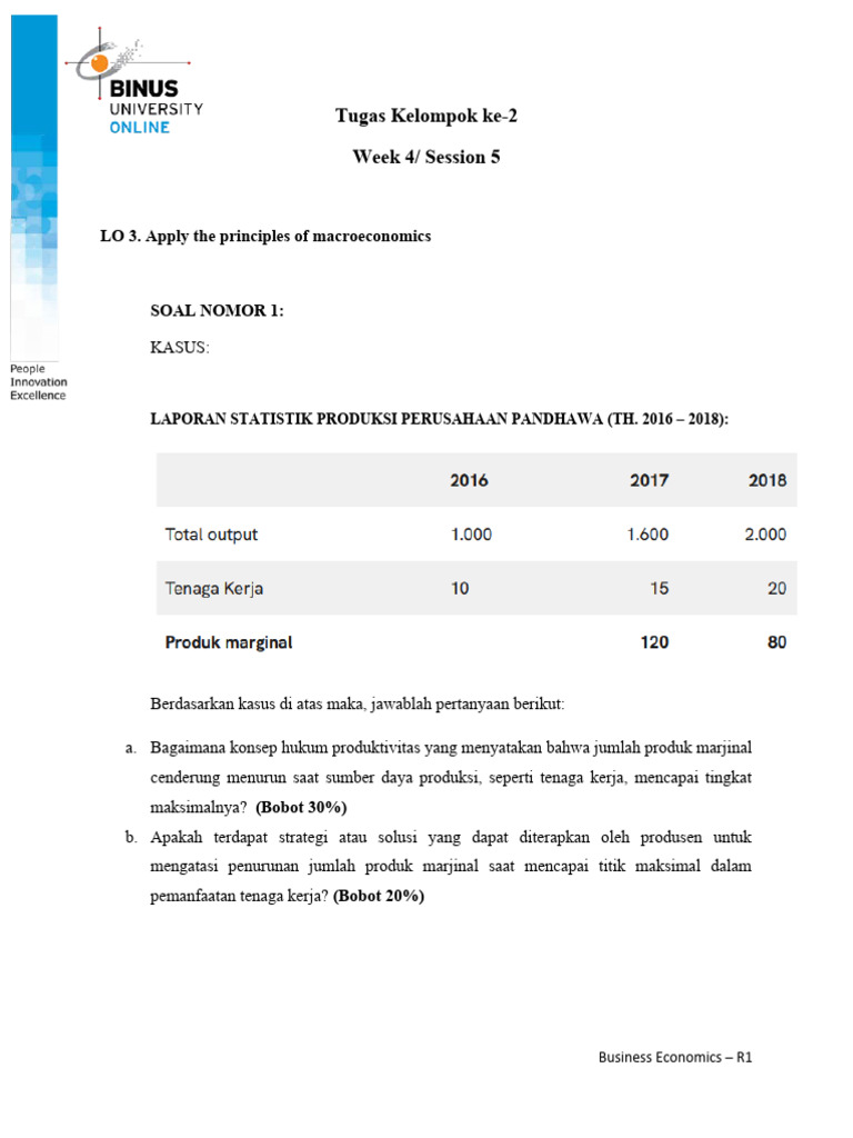 Tugas Kelompok Ke-2 Week 4/ Session 5: LO 3. Apply The Principles of Macroeconomics | PDF
