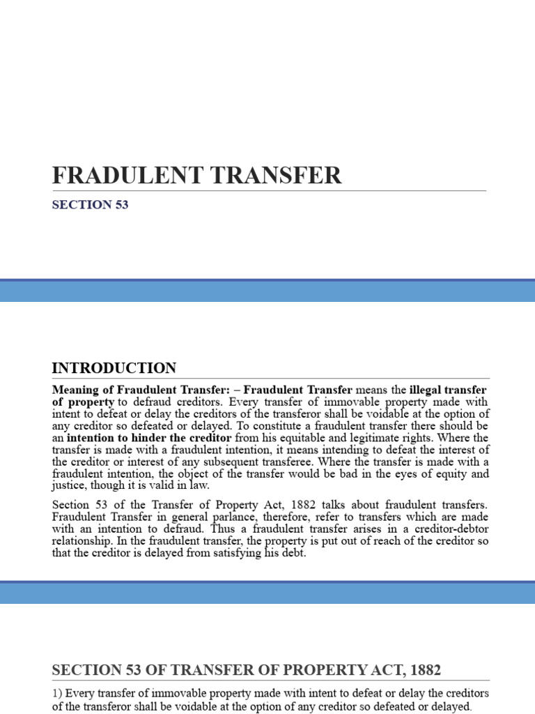 Understanding Fraudulent Transfers | PDF | Creditor | Fraud