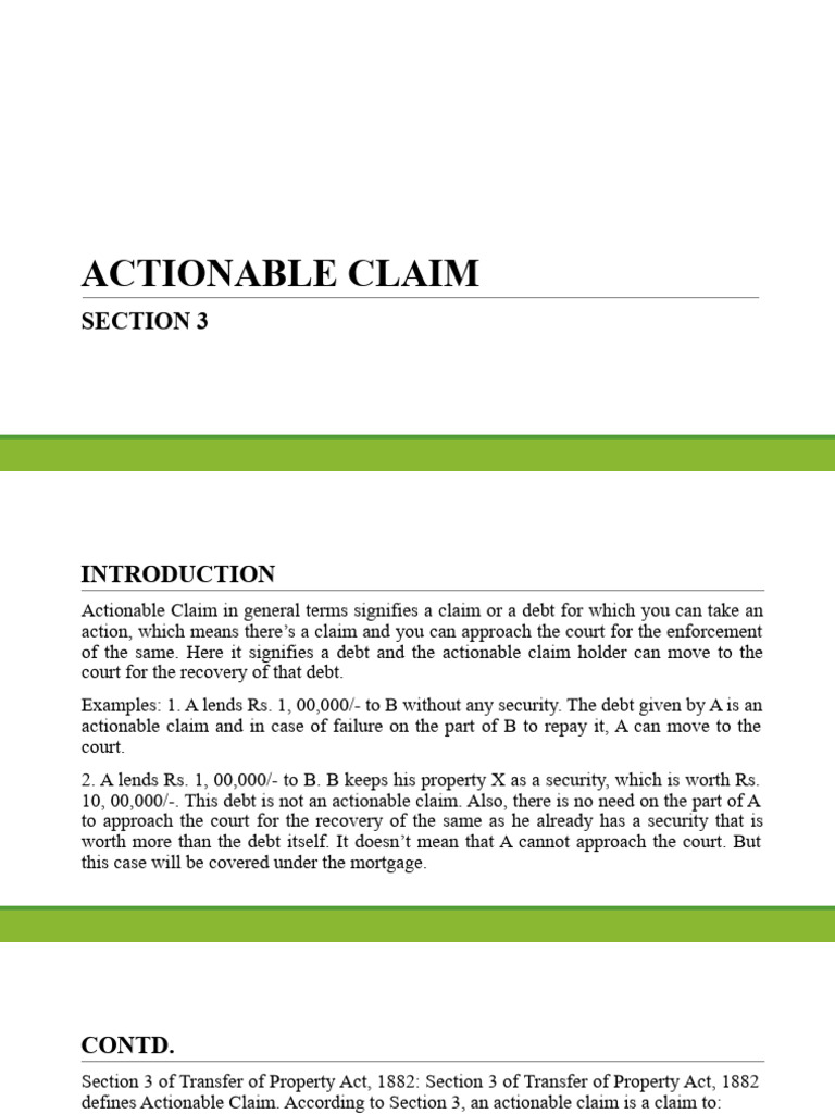 Actionable Claims & Unsecured Debt | PDF | Debt | Damages