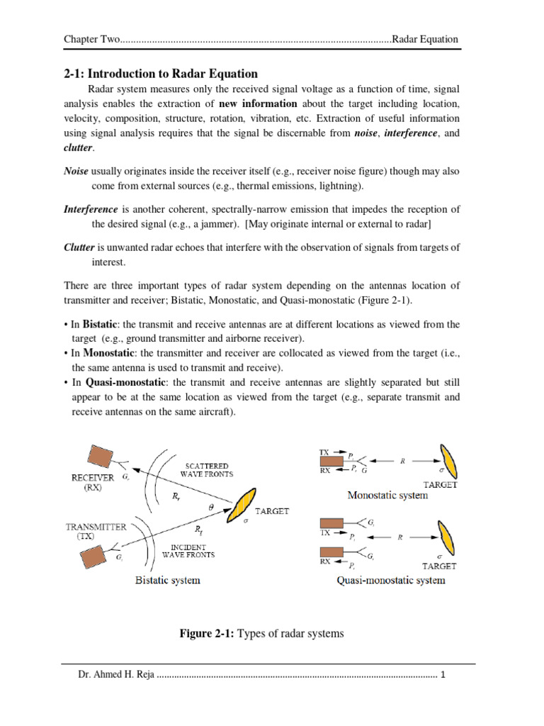 Chapter Two - Radr Equation | PDF | Radar | Signal To Noise Ratio
