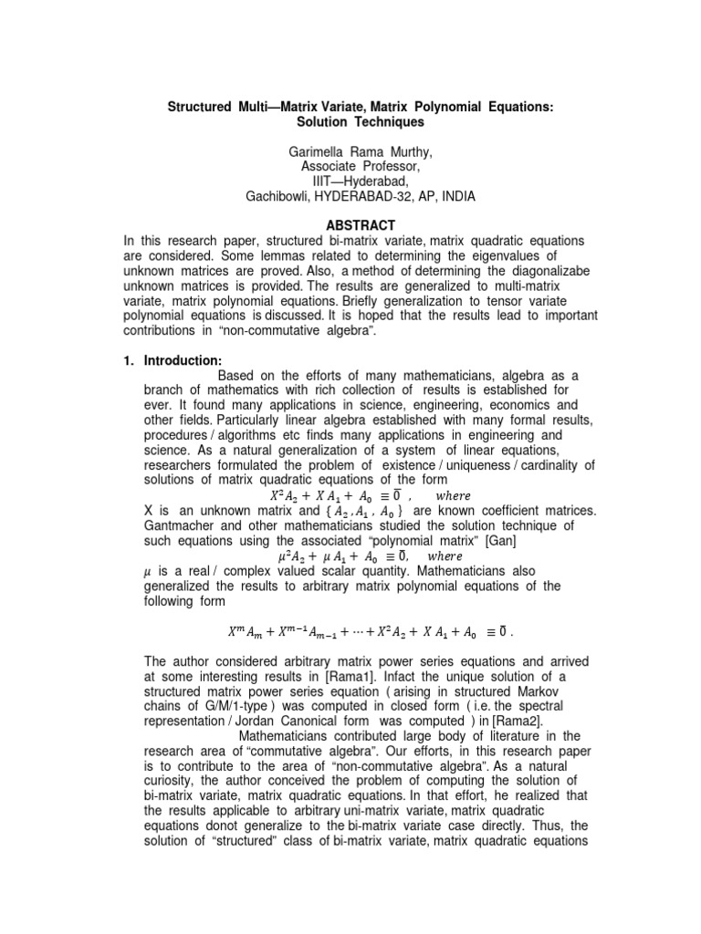 Structured Multi-Matrix Variate, Matrix Polynomial Equations: Solution ...