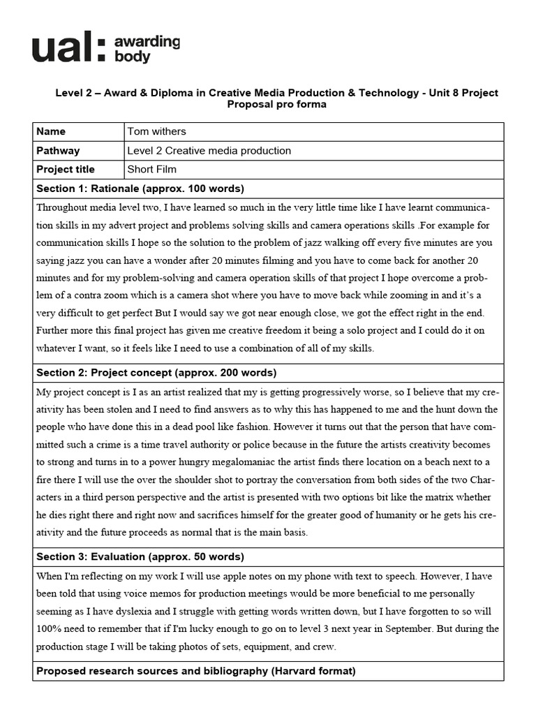 ual proposal form - tom | PDF | Cognitive Science | Human Communication