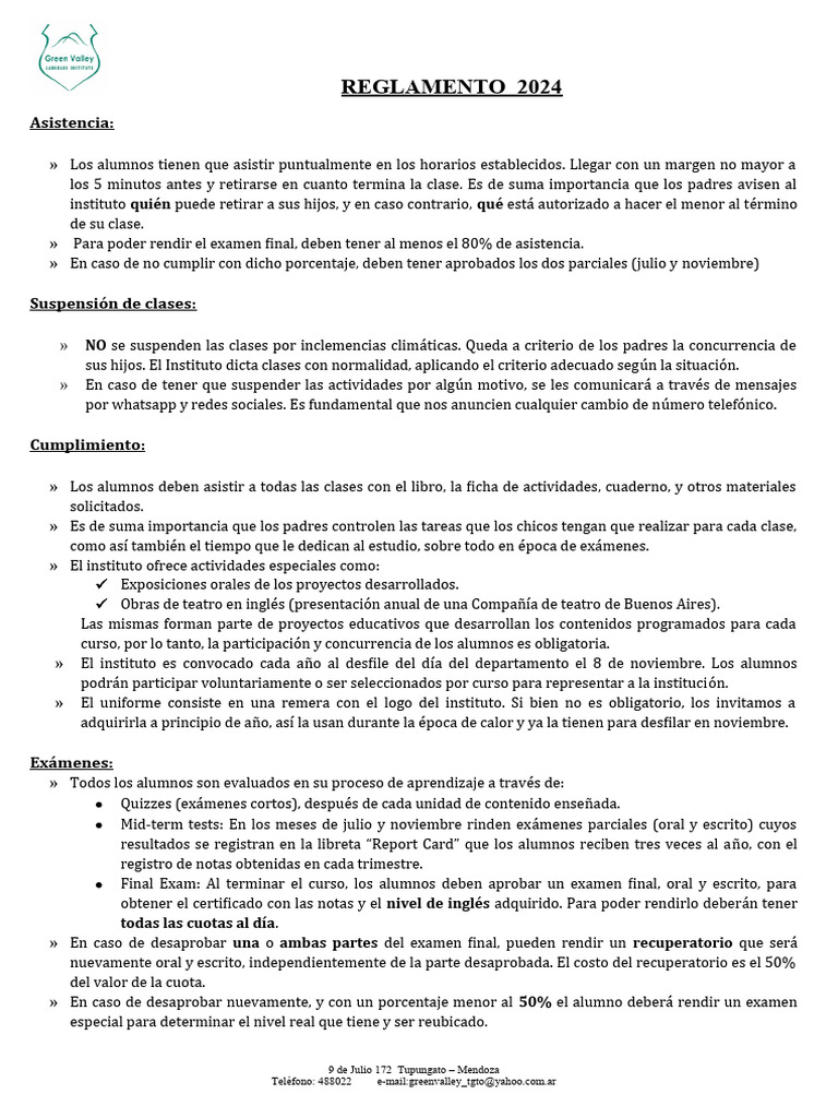 Reglamento 2024 | PDF