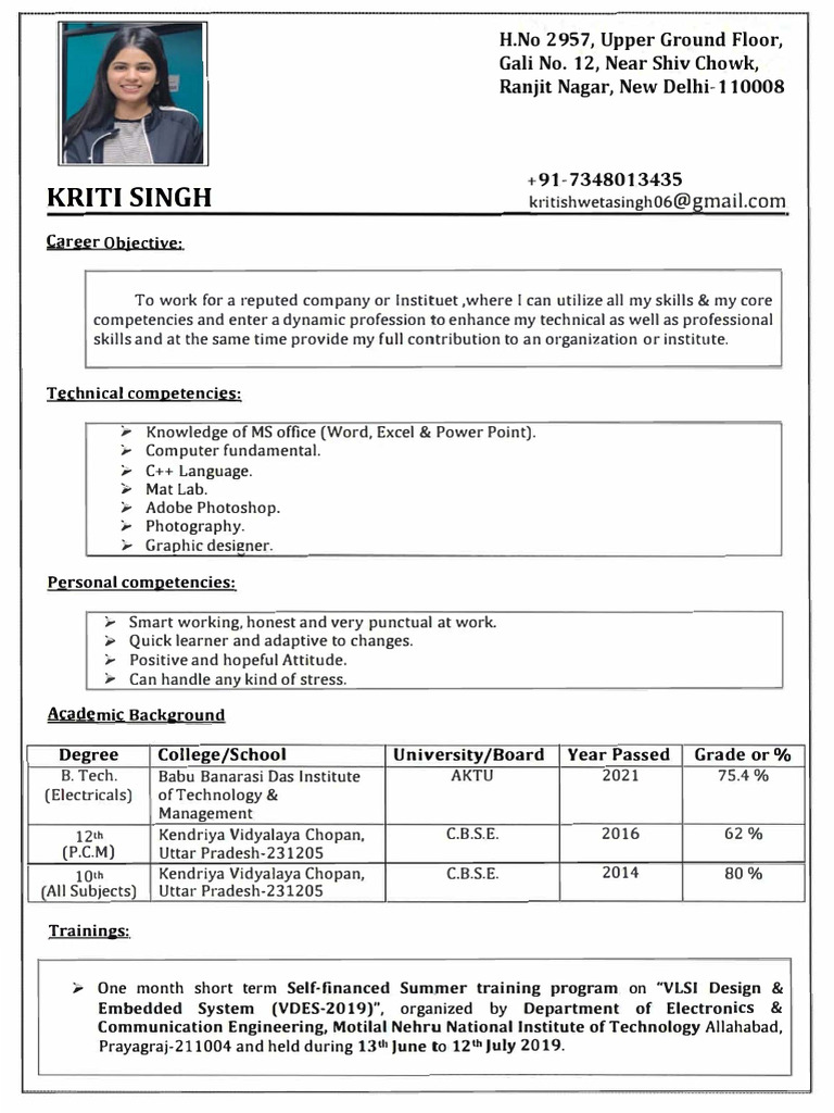 Kriti Singh: Career Objective | PDF | Engineering