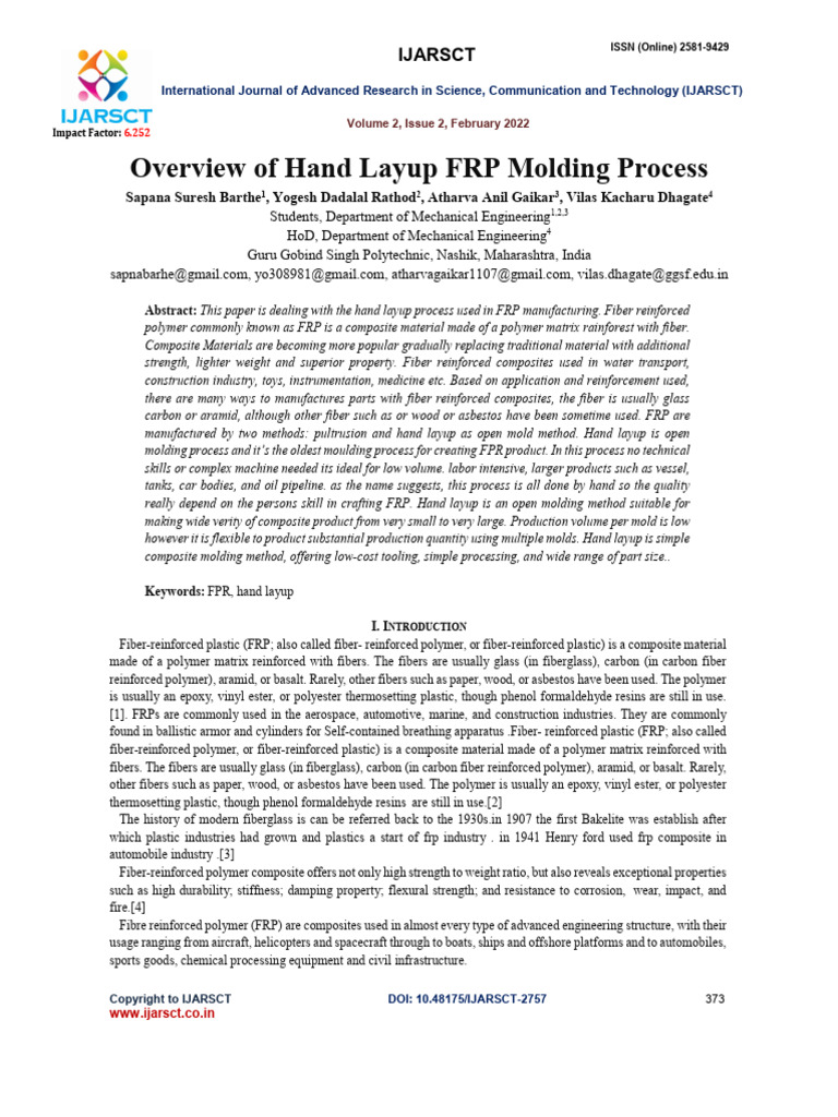 FRP Process | Download Free PDF | Fibre Reinforced Plastic | Fiberglass