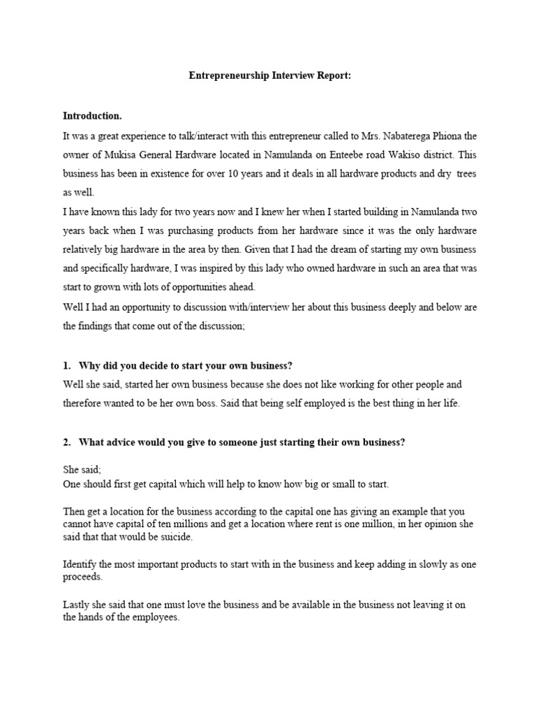 Insights from an Entrepreneur Interview | PDF | Entrepreneurship | Learning