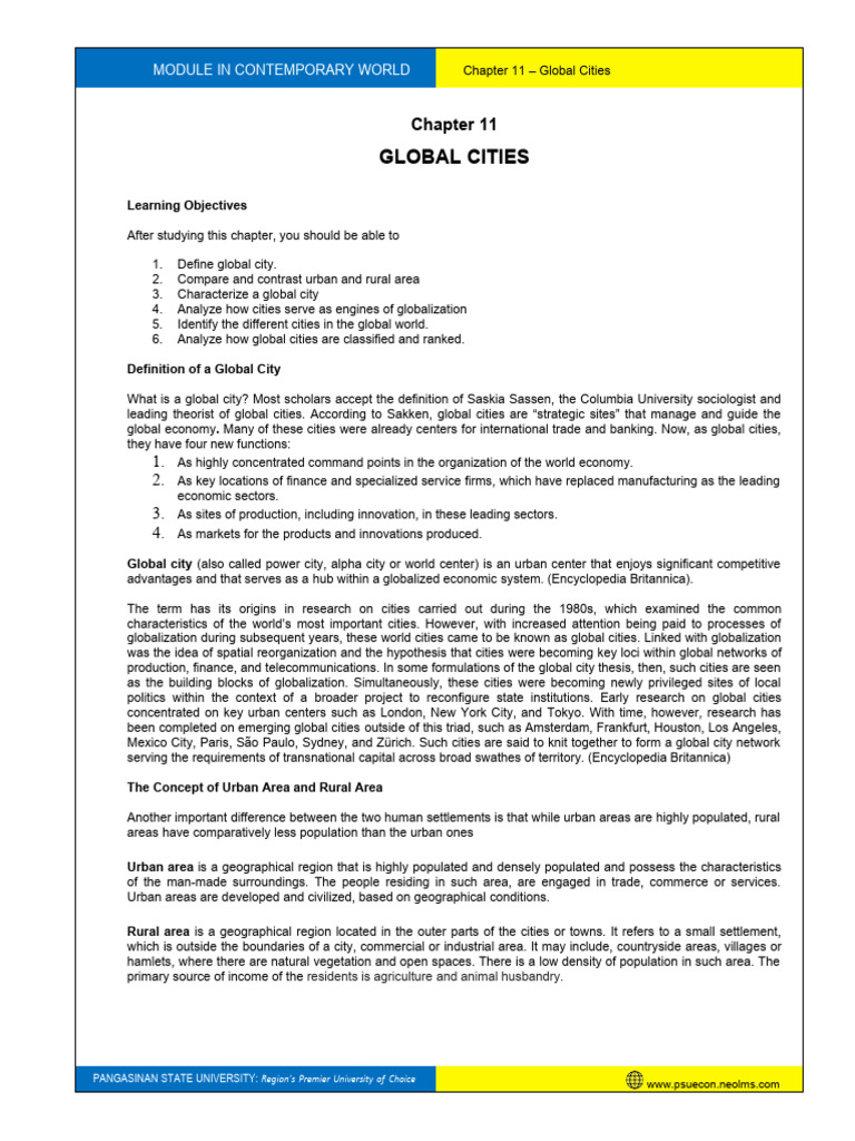 STUDY GUIDE Global City | PDF | Economies