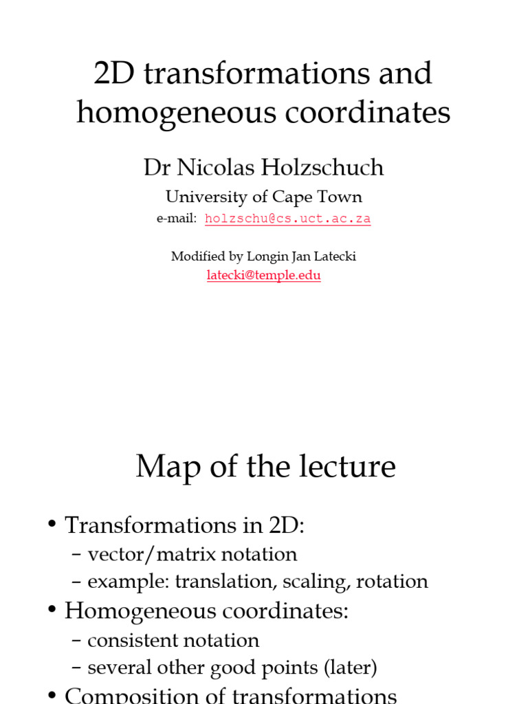 2 Dtransform Pdf 2 D Computer Graphics Matrix Mathematics