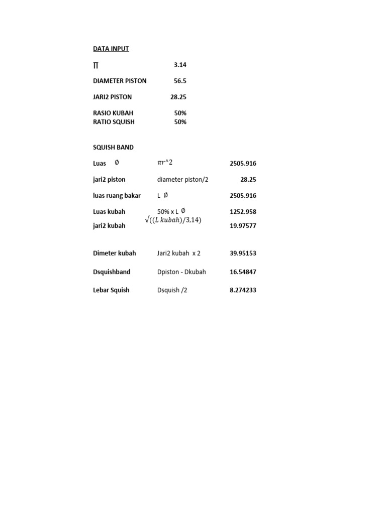 Rumus Lebar Squish Head | PDF