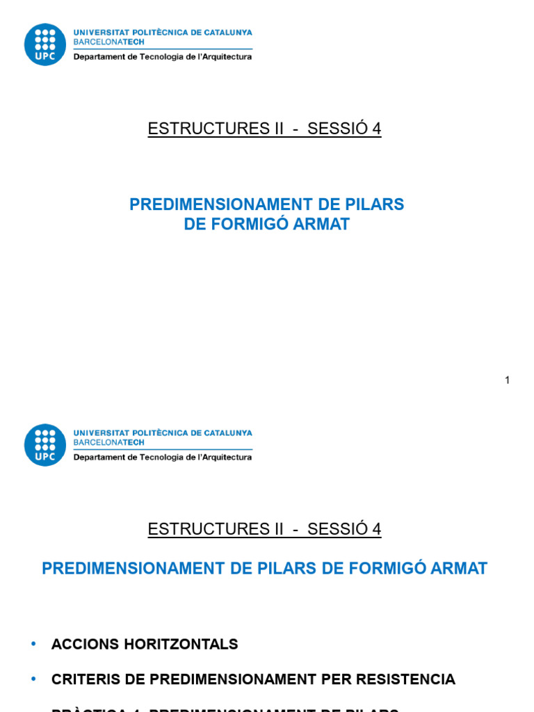 Sessió 4 - Predimensionament de Pilars | PDF