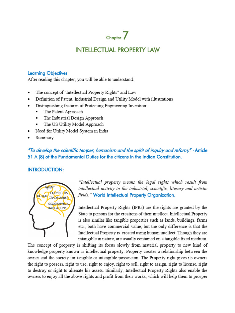 Chapter 7 Intellectual Property Law | PDF | Patent | Intellectual Property