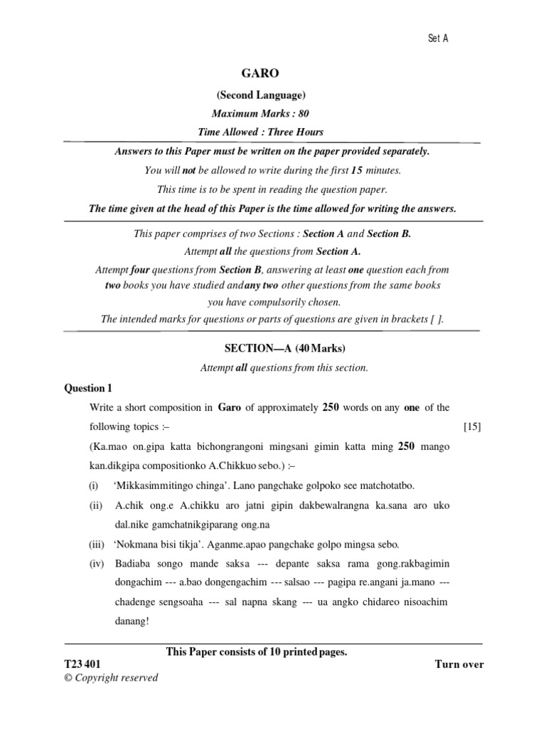Icse 2023 - 401 Gar | PDF
