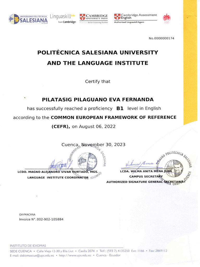 Certificado de Ingles | PDF