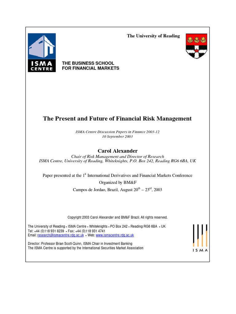 Alexander Present and Future of Fin Risk MGT 03 | PDF | Risk ...