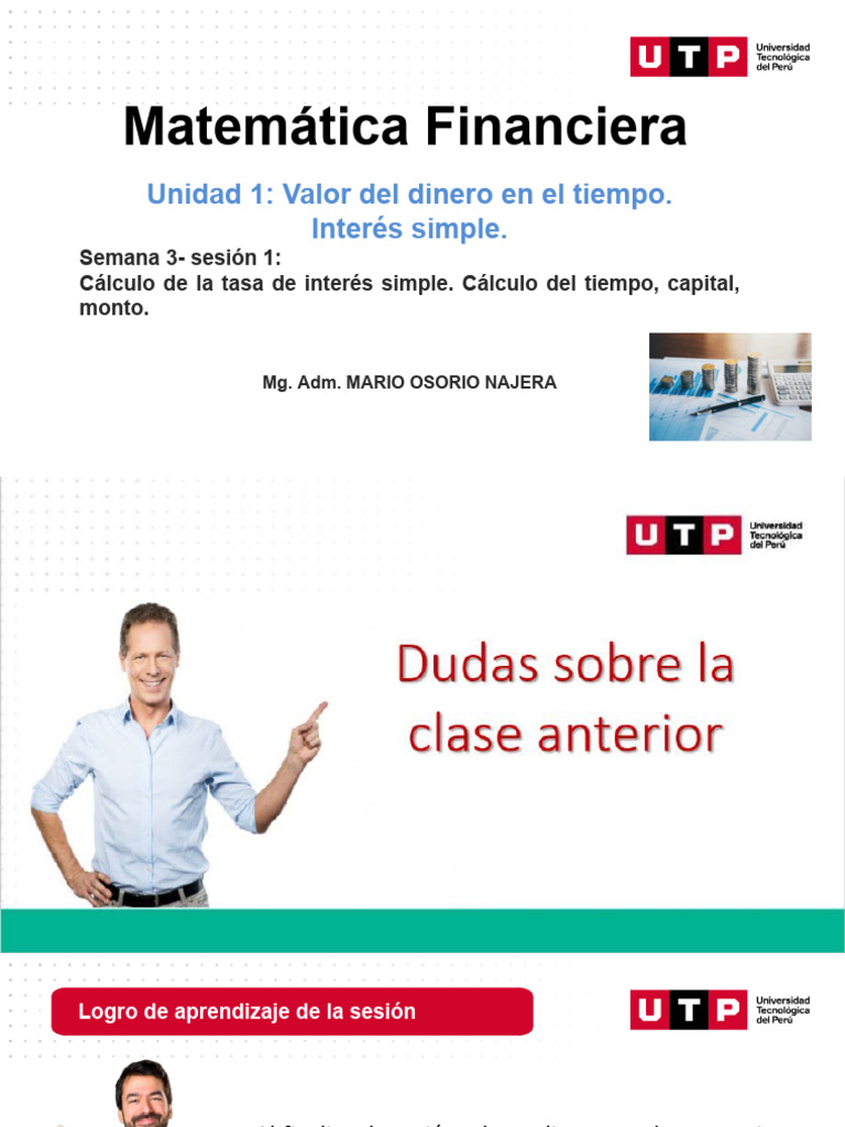 S03 - s1 - Cálculo de La Tasa de Interés Simple, Cálculo Del Tiempo ...