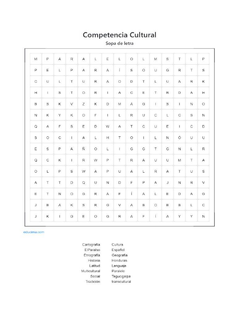 Sopa de letra competencia cultural | PDF
