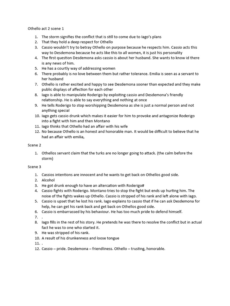 Othello Act 2 | PDF | Iago | Desdemona