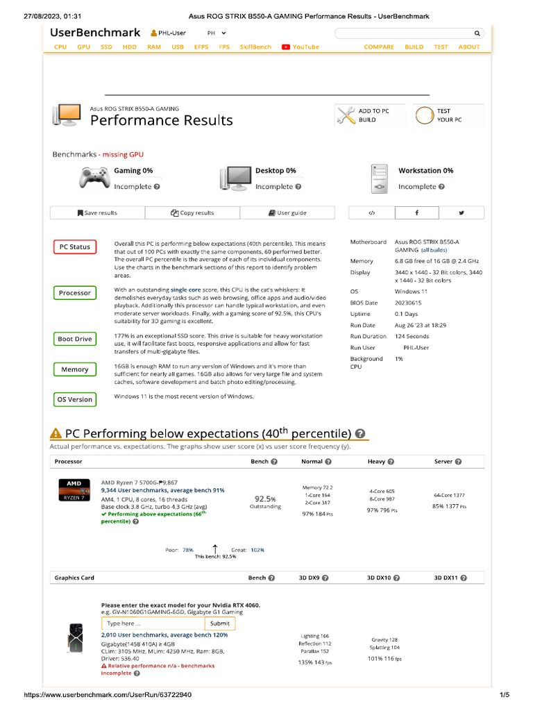 User Benchmark With Gpu | PDF