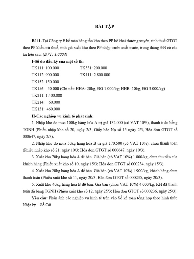 Bai Tap Tong Hop | PDF