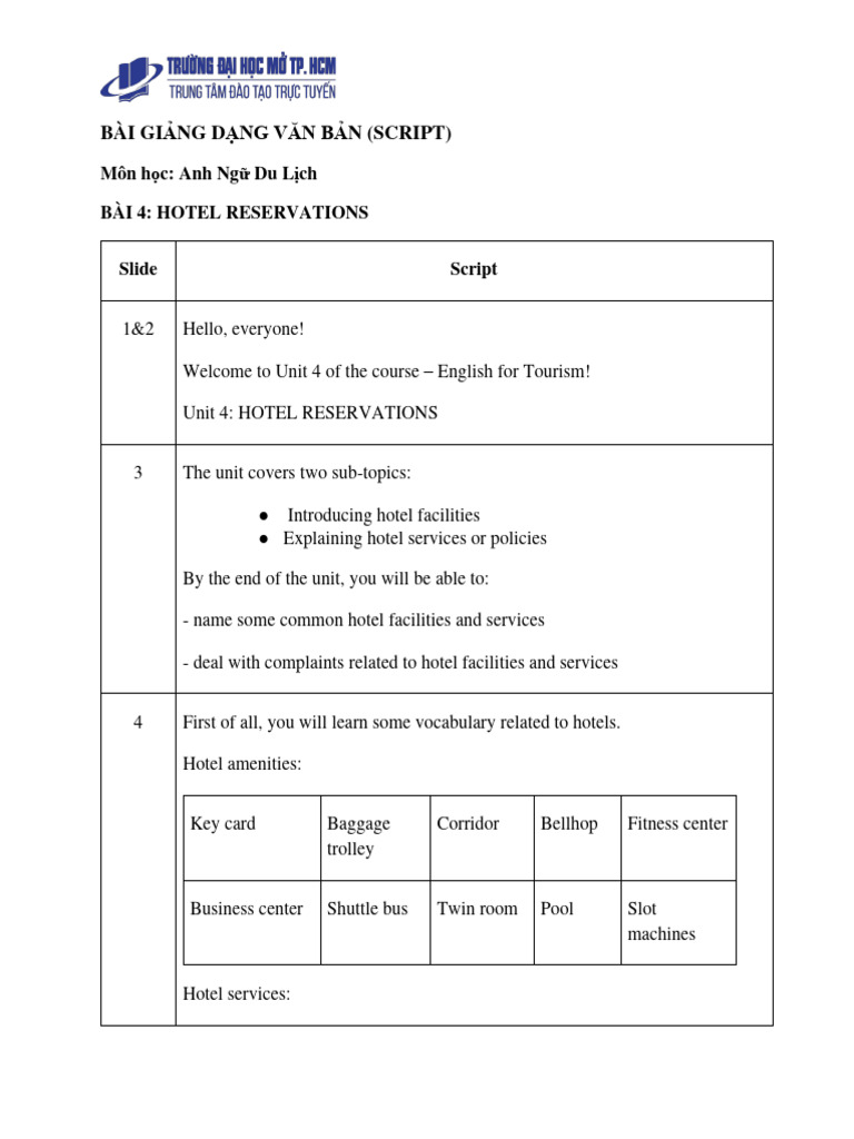 ANDL - BÀI 4 - Bài Giảng Script - | PDF | Hotel