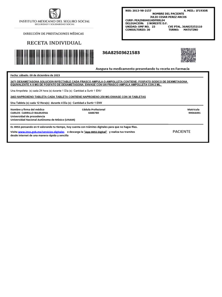 Receta IMSS Editable | PDF