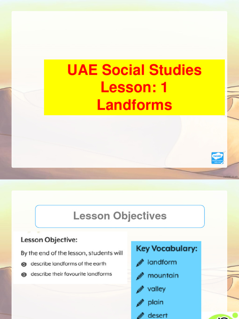 Work Grade 3 UAE SS L1 Landforms | PDF | Travel | Science & Mathematics