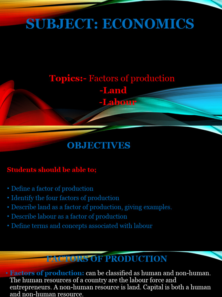 Economics Lesson 2 Form 4 | PDF | Labour Economics | Factors Of Production