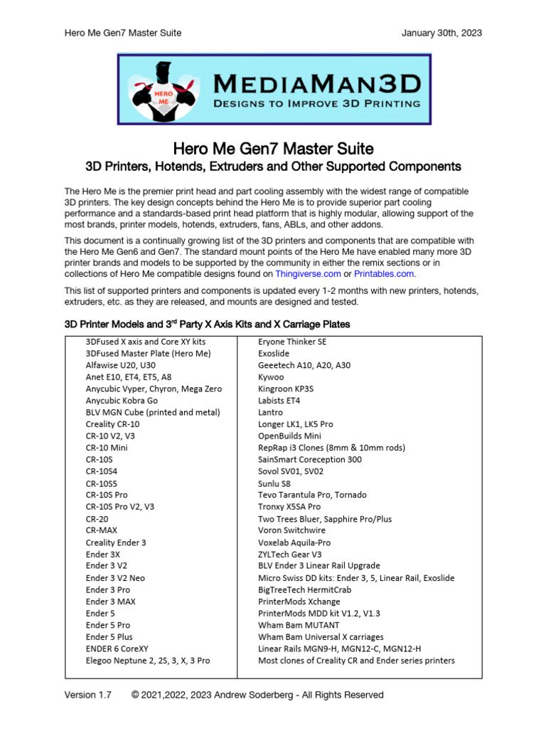 Hero Me Gen7 Printer-Component Support | PDF | Equipment
