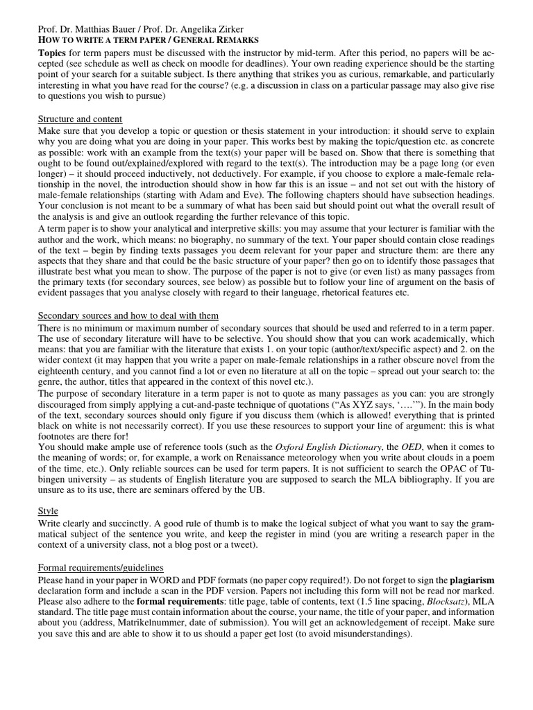 How to write a term paper | PDF