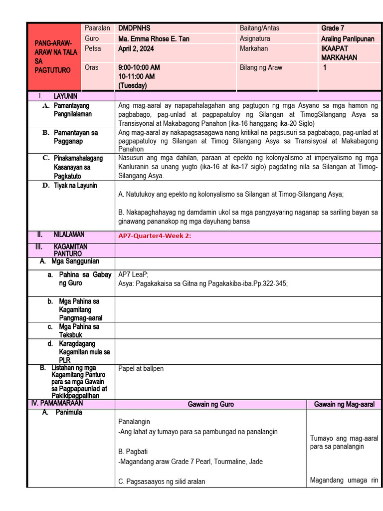 Detailed Lesson Plan For Student Teachers | PDF