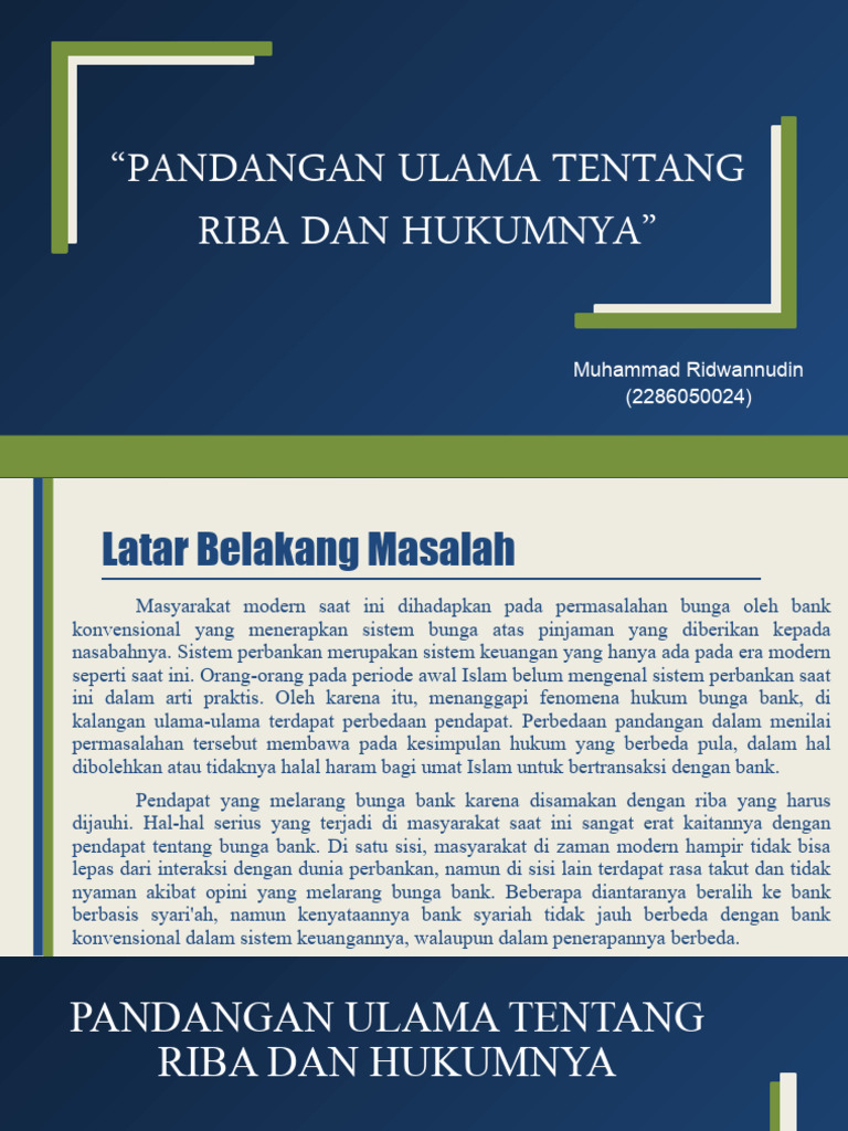 Pandangan Ulama Tentang Riba Dan Hukumnya | PDF