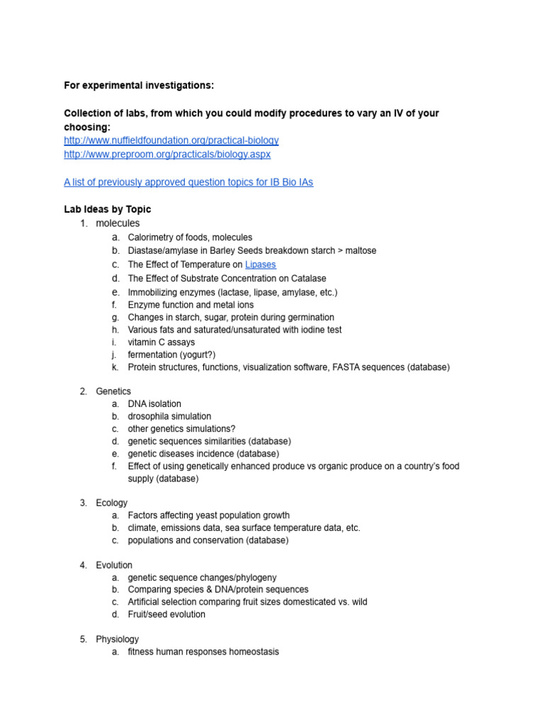 Bio Design Lab - Ideas | PDF | Enzyme | Genetics