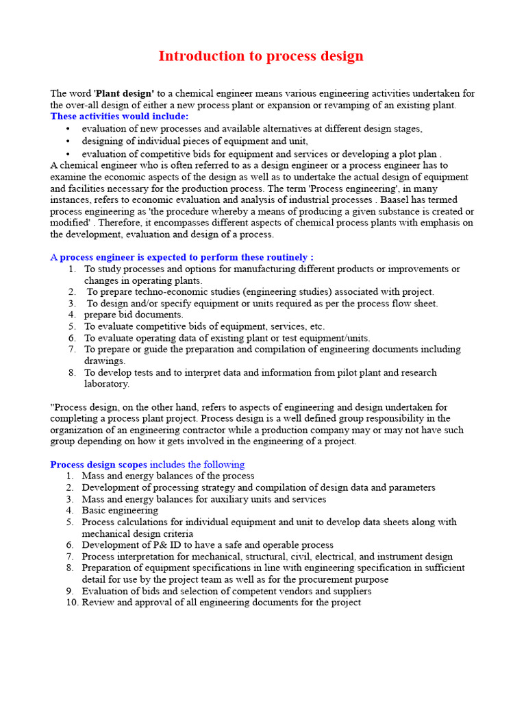 process design lec 1 | PDF | Feasibility Study | Specification (Technical Standard)