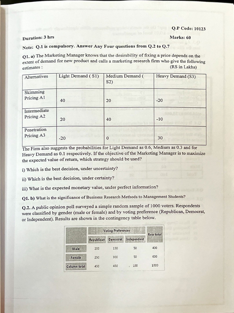 BRM Question Paper | PDF