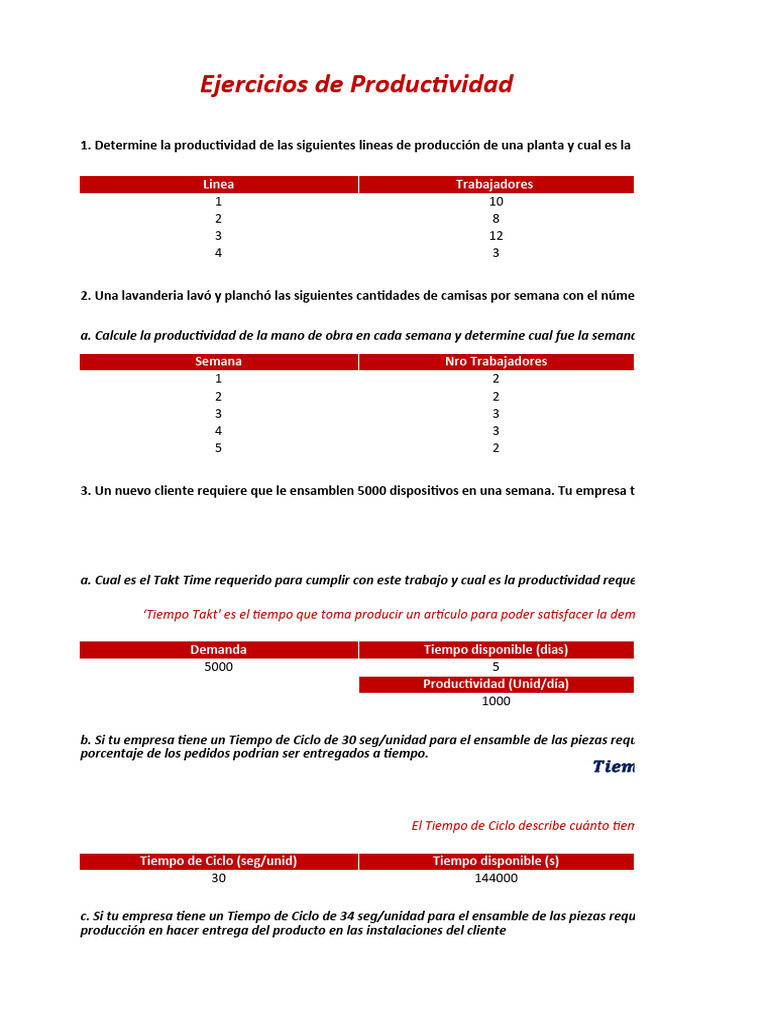 Ejercicios de Productividad y Taller #1 CORTE 1 (M Y S) | PDF | Sector secundario de la economía ...