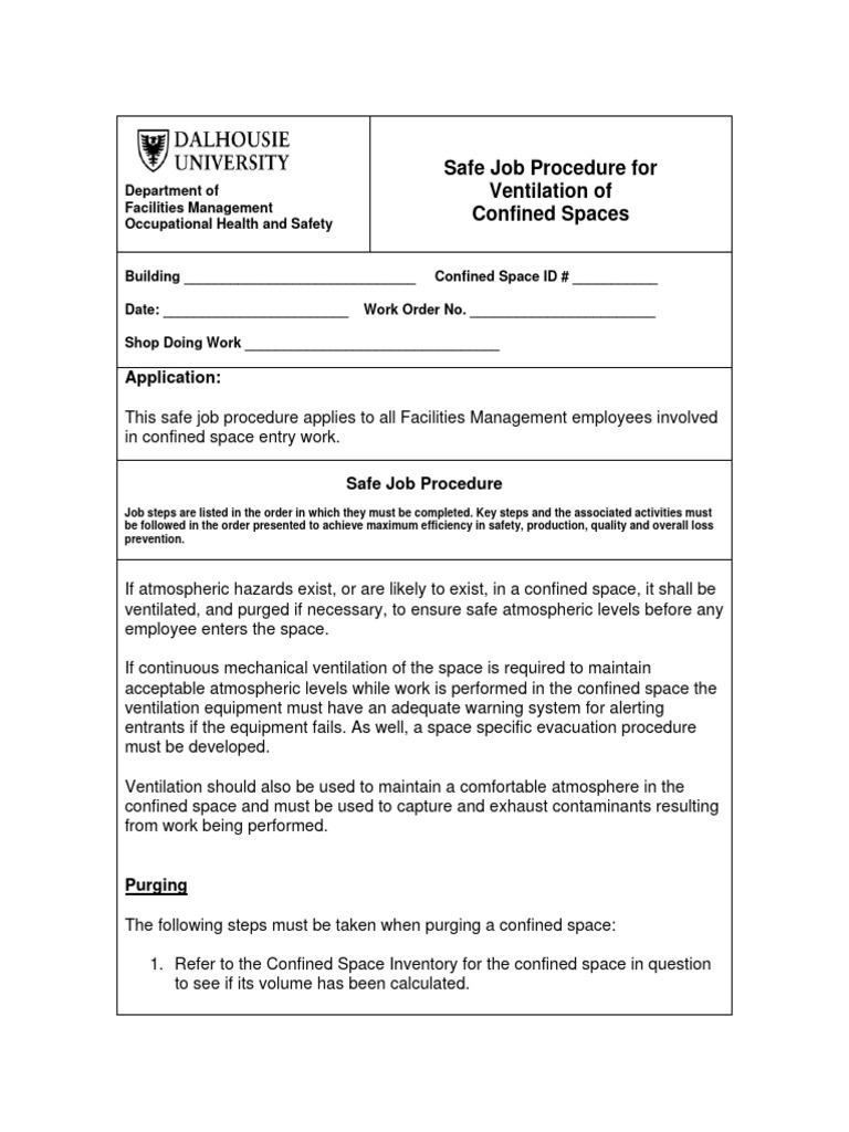 Safe Job Procedures for Ventilation of Confined Spaces | PDF ...