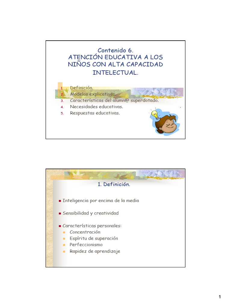 Contenido 6. Atención educativa a los niños con alta capacidad ...