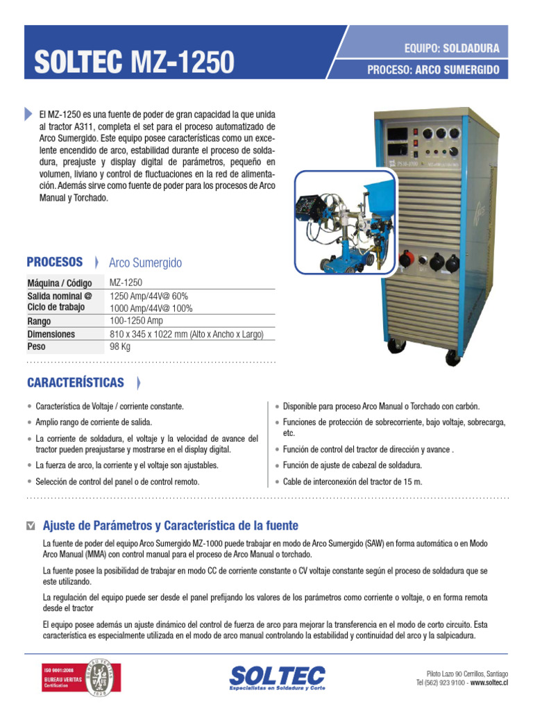 Soltec Mz 1250 | PDF | Soldadura | Construcción