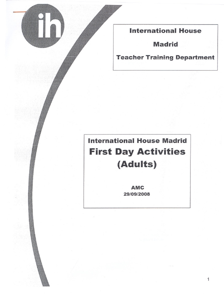 First Day Activities Adults Pdf