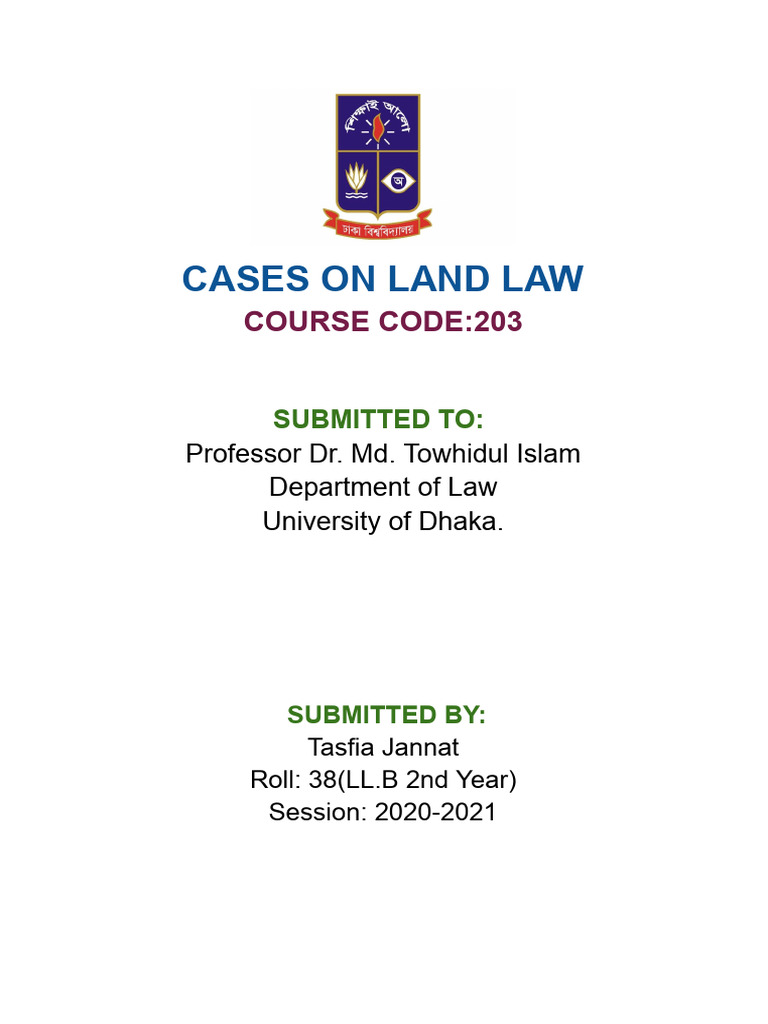 Tasfia Jannat, Roll 38 (Land Law 5 Cases) | PDF | Lawsuit | Deed