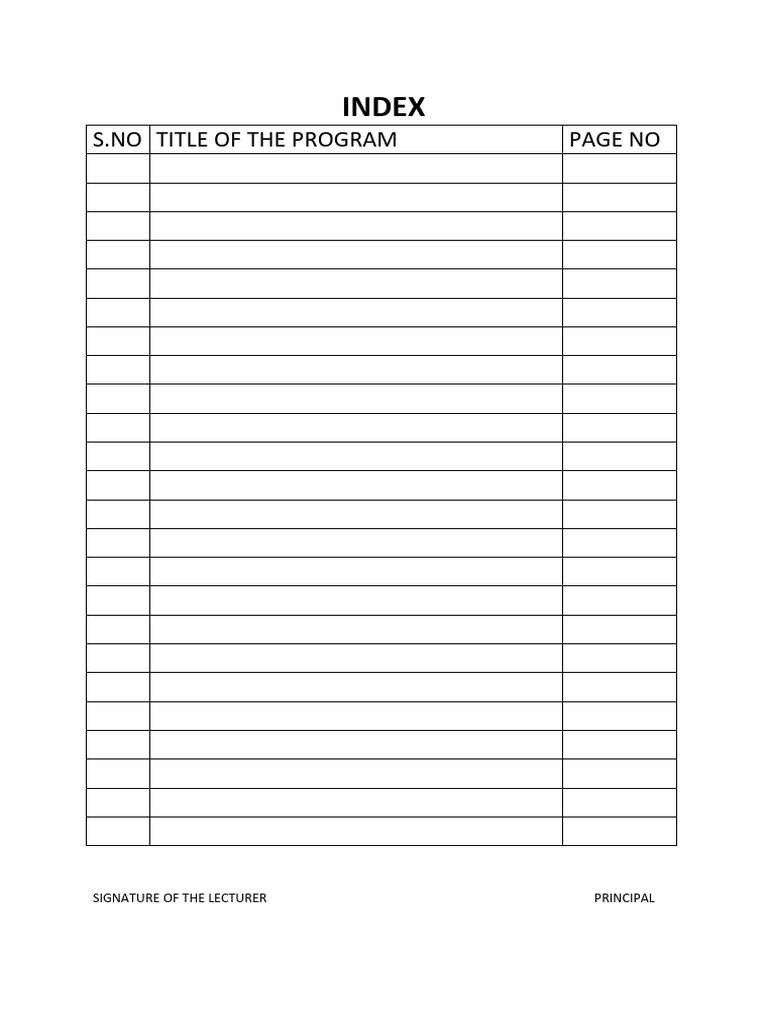 Program Index and Signatures | PDF