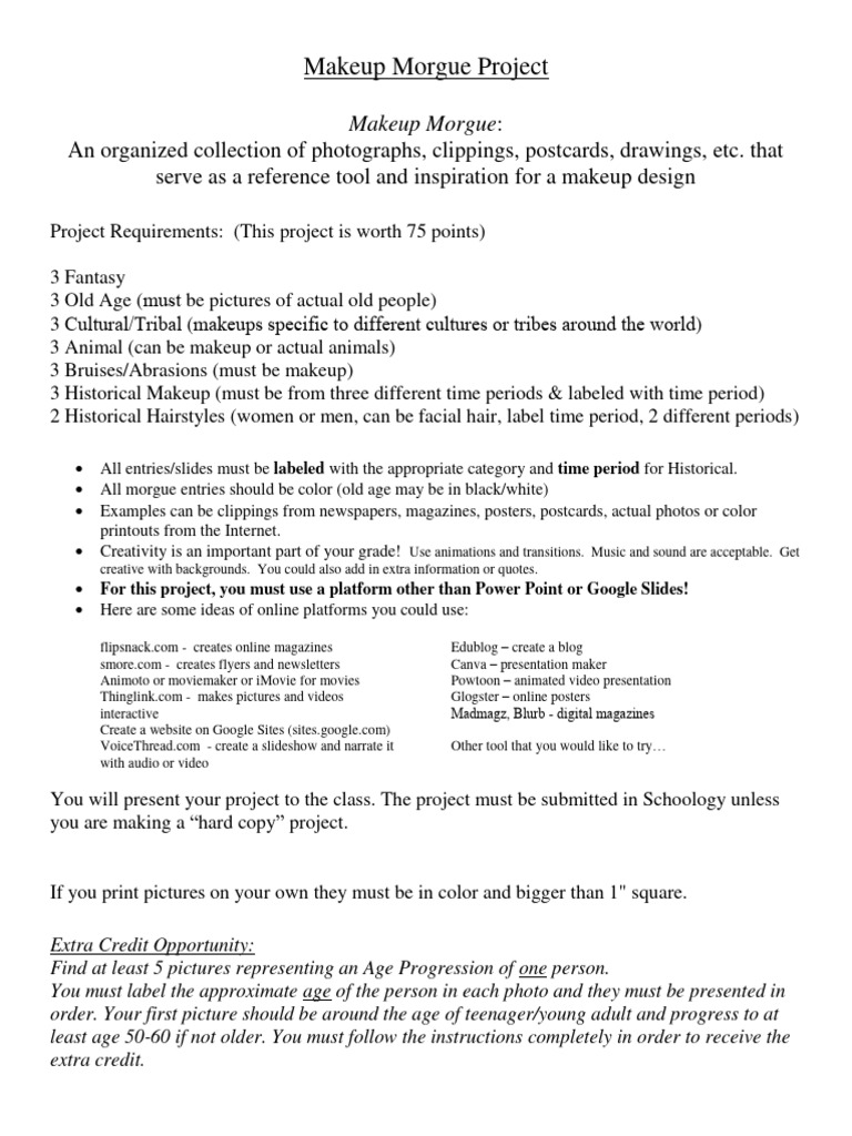 Makeup Morgue Instructions 2020 | PDF | Mass Media