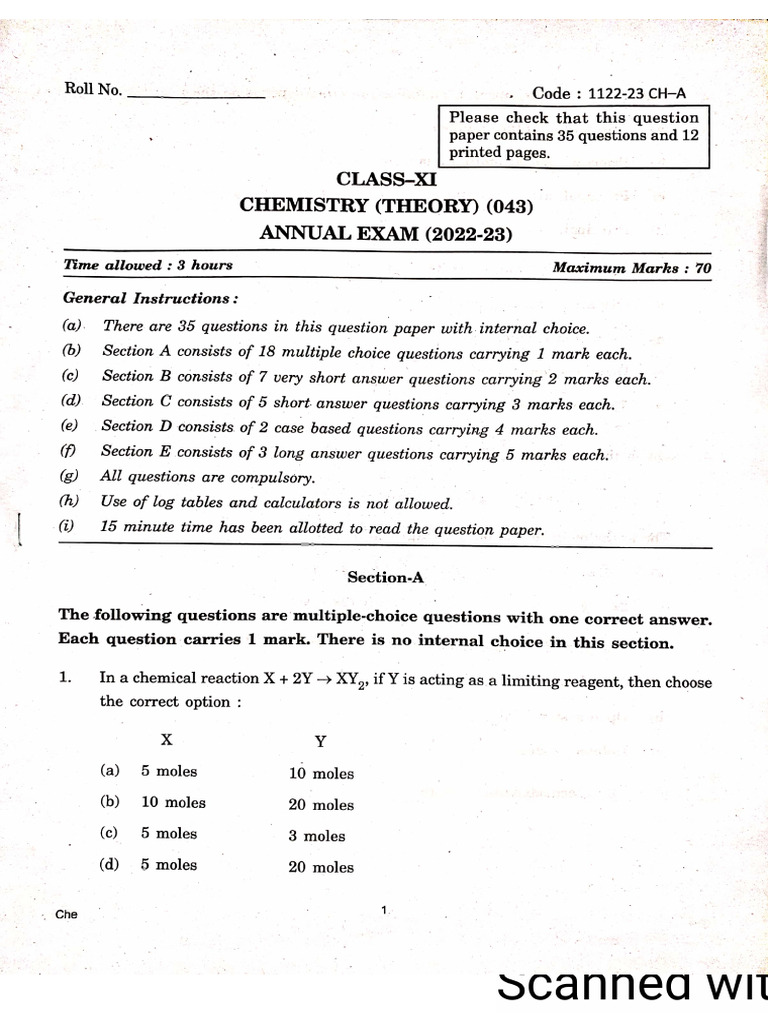 Class 11 Paper | PDF