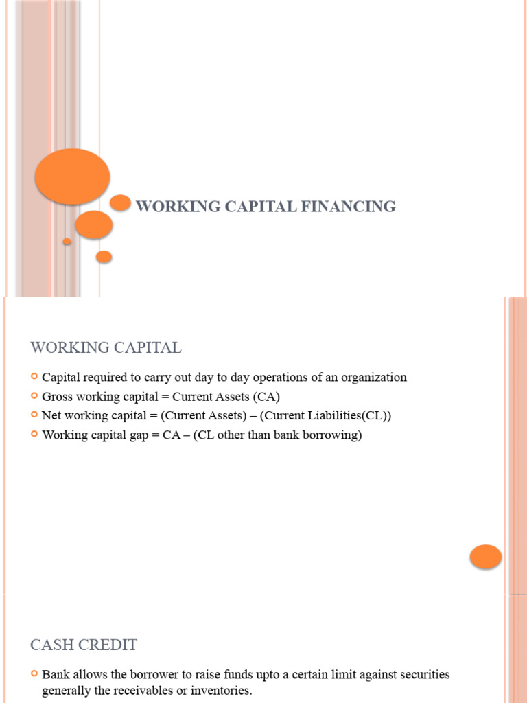 Working Capital Financing | PDF | Finance & Money Management | Credit