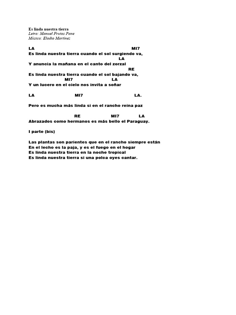 Es Linda Nuestra Tierra: Letra y Música | PDF