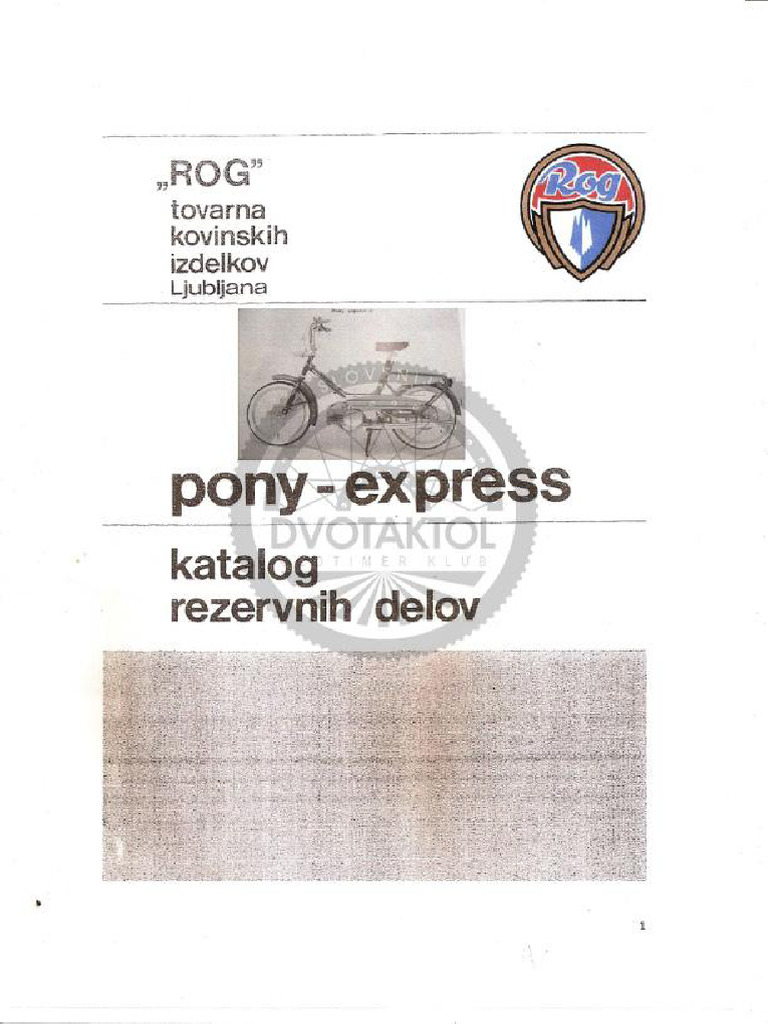 Katalog Rezervnih Delov Za Rog Pony Express Dvotaktol | PDF