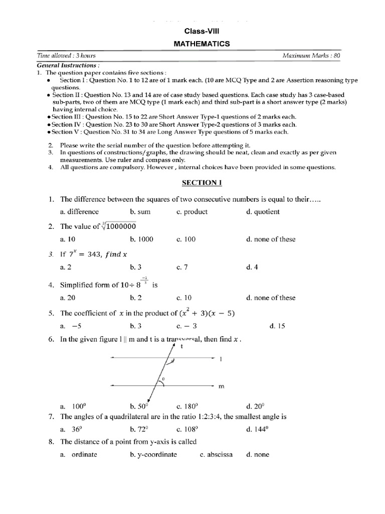 Sample Paper 1 | PDF