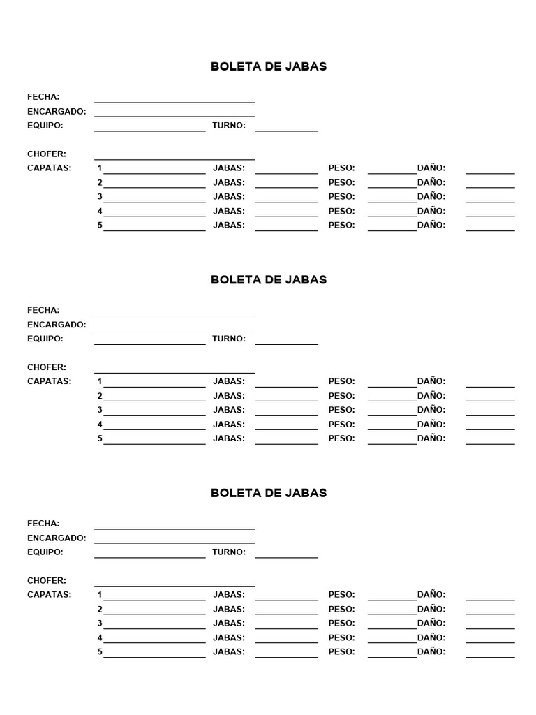 Boletas de Jabas | PDF