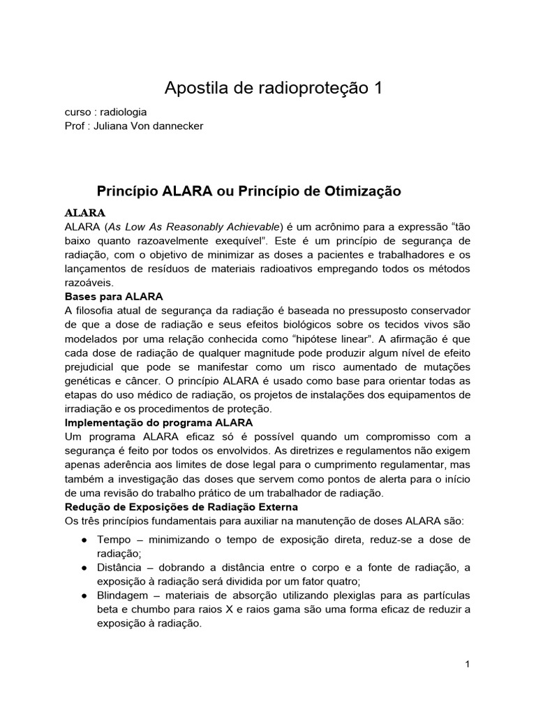 Princípios ALARA e Segurança em Radioproteção | PDF | Radiação | Câncer