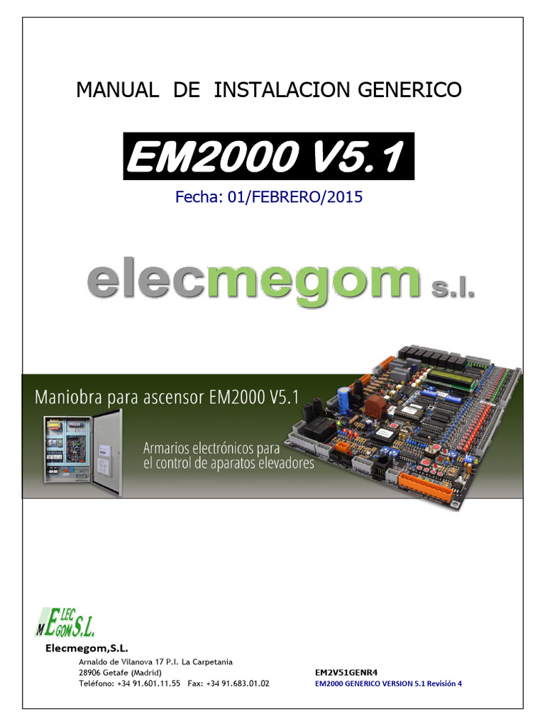 Manual Em2000 Generico V51 Rev4 20150201 L | PDF | Ascensor | Relé